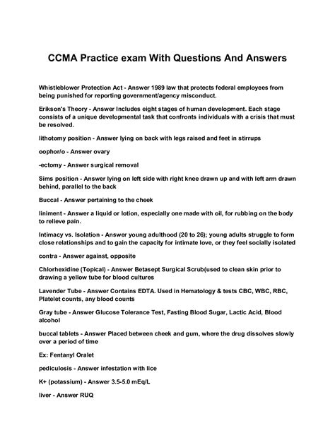 CCMA Practice Exam With Questions And Answers Scholarfriends