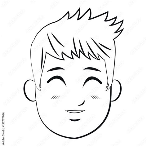Portrait Head Man Young Smiling Outline Vector Illustration Eps 10 Stock Vector Adobe Stock