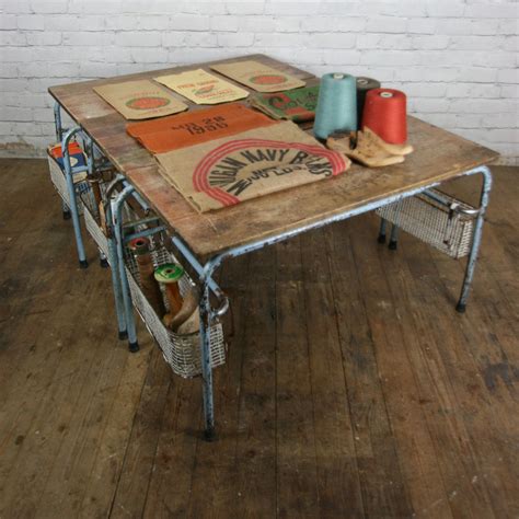 Vintage Industrial School Desk Shopretail Display Table Mustard Vintage
