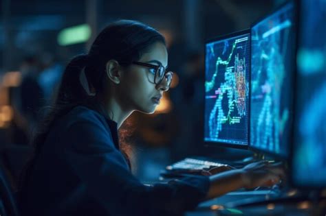 Premium Photo Young Female It Programmer In Data Center