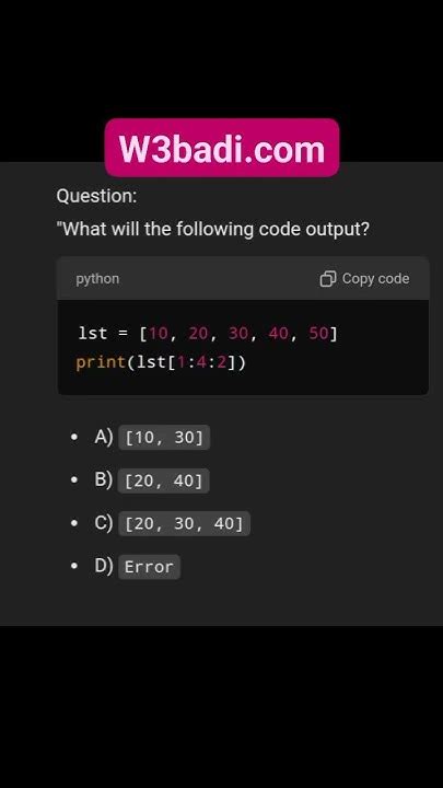Python Quiz List Slicing Operationspythonlists Listslicing Advancedpython Youtube