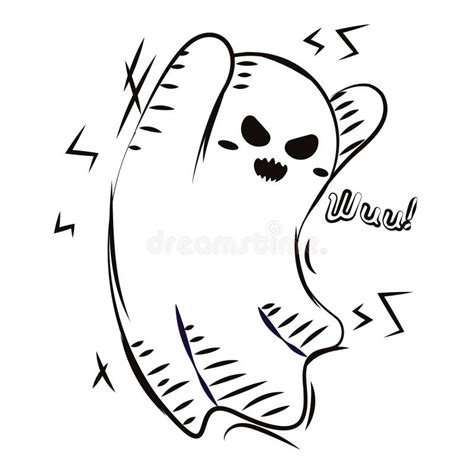 Isolated Sketch Of A Cute Halloween Ghost Character Vector Stock Vector Illustration Of