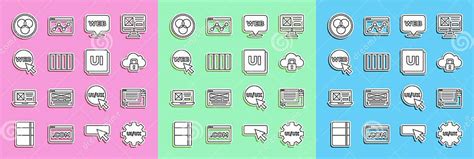 Set Line Ui Or Ux Design Cloud Computing Lock Web And Graphic Color Palette Guide Rgb Cmyk