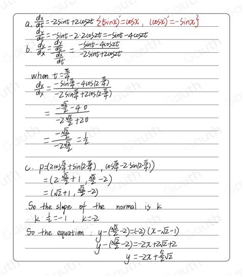 solved 9 a curve c is given by the equations x 2cos t sin 2t y cos t