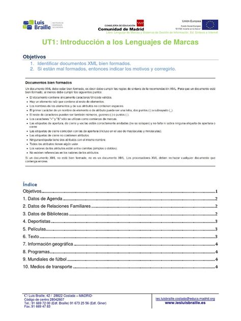 Ut1 Documentos Bien Formados Pdf Xml Lenguaje De Marcado