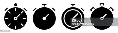 스톱워치 아이콘 세트입니다 글리프의 타이머 기호입니다 솔리드 스톱워치 아이콘 카운트다운 시계 원에 글리프 타이머 스톡 벡터 일러스트레이션 0명에 대한 스톡 벡터 아트 및