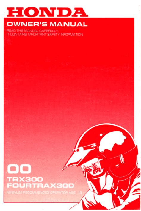 2000 Honda Trx300 Owners Manual Pdf 164 Pages
