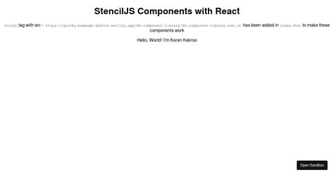 Stencil Web Component With React Codesandbox