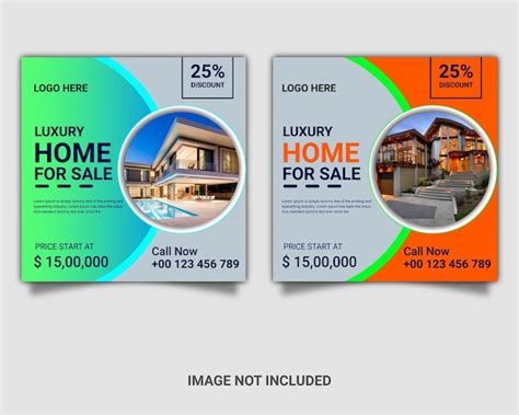 럭셔리 부동산 소셜 미디어 포스트 템플릿 디자인 프리미엄 벡터