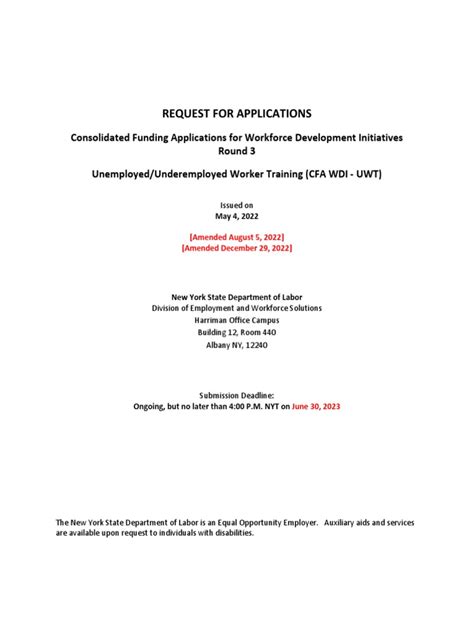 Cfa Wdi Unemployed Worker Training Rfa Amended 12 29 22 Pdf