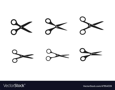 Set Black Scissors Cut Lines Royalty Free Vector Image