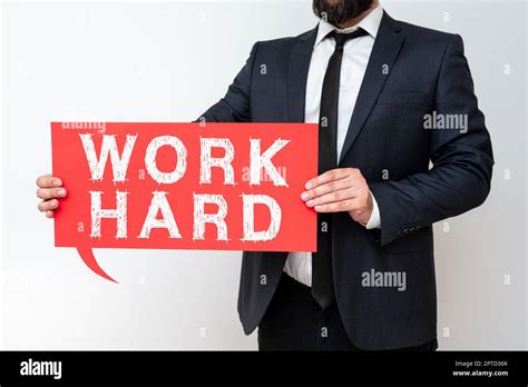 Text Sign Showing Work Hard Internet Concept Laboring That Puts Effort Into Doing And