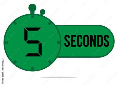 5 seconds timer clock digital timer with 5 sec icon time measure and