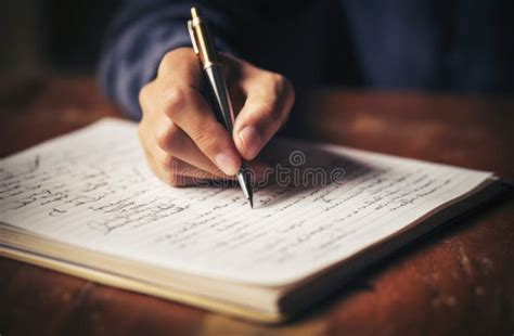 A Younger Picture Of An Adult Handwriting On Notebook In Front Of A Pen