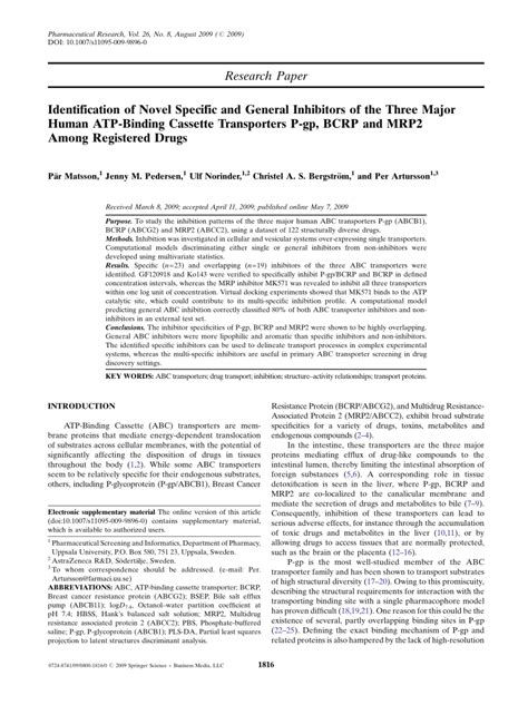 Pdf Identification Of Novel Specific And General Inhibitors Of The
