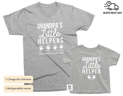 Grandpa And Grandpas Little Helper Matching T Shirts For Grandpa And