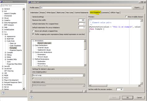 Eclipse Formatter Line Wrapping For Method Names Not Working Stack Overflow