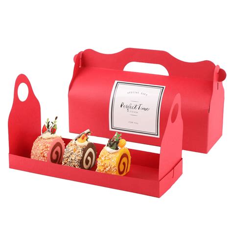 3pcs Long Cake Roll Packaging Box Portable Sandwich Packaging Box
