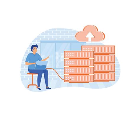 Data Server Web Concept Technician Works In Server Room Racks Cloud Storage Technology