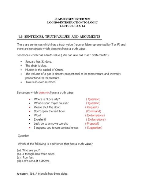 summer semester 2020 logi100 introduction to logic lecture 1 3 and 1 4