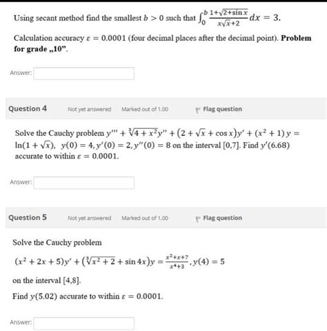 solved using secant method find the smallest b 0 such that
