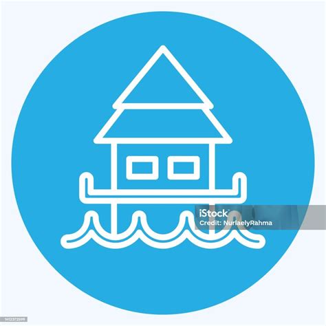 Icône Bungalow Convient Pour Le Symbole De Léducation Style Yeux Bleus Conception Simple