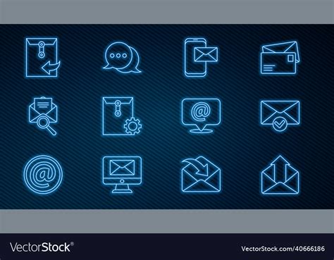 Set Line Outgoing Mail Envelope And Check Mark Vector Image