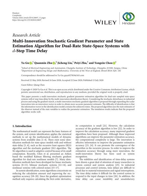 Pdf Multi Innovation Stochastic Gradient Parameter And State