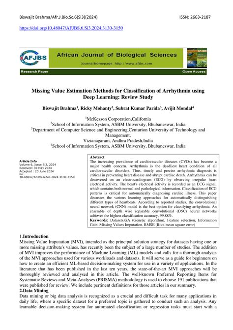 Pdf Missing Value Estimation Methods For Classification Of Arrhythmia