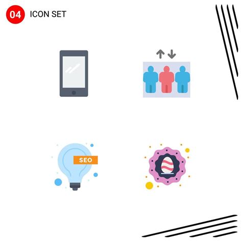 4 Thematic Vector Flat Icons And Editable Symbols Of Phone Idea Android Group Seo Editable