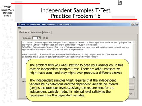 Ppt Independent Samples T Test Practice Problem 1a Powerpoint Presentation Id 391309