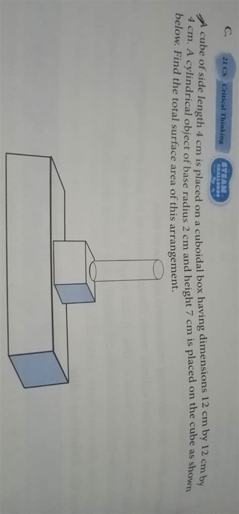 C CS Critical Thinkingcube Of Side Length Cm Is Placed On A Cuboid