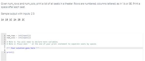 Solved Given Num Rows And Num Cols Print A List Of All Chegg