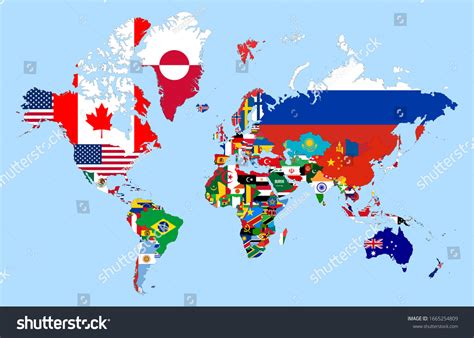 Detailed World Map Drawing Flags Within Stock Vector Royalty Free 1665254809 Shutterstock