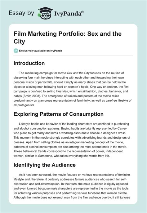 Film Marketing Portfolio Sex And The City 2214 Words Report Example