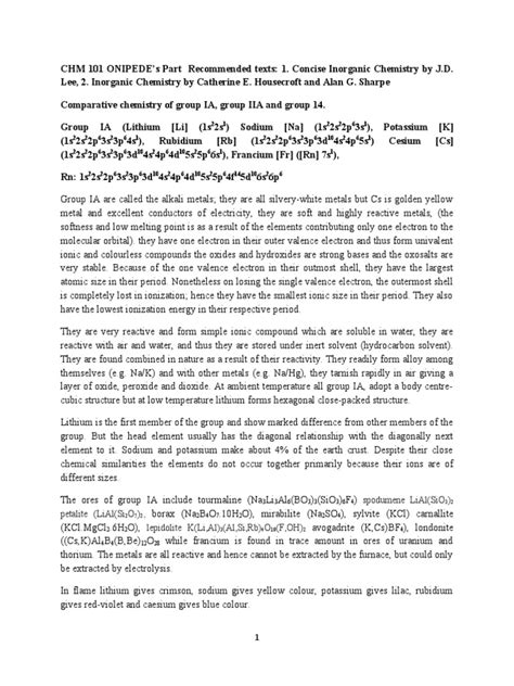 Chm 101 Lecture Note 2021 Pdf Chemical Bond Silicon