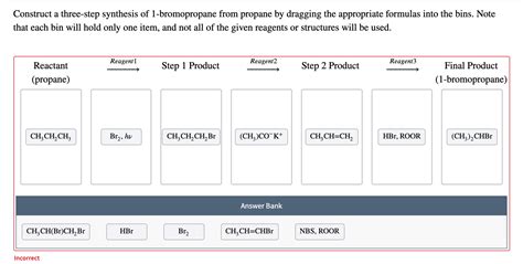 Solved Construct A Three Step Synthesis Of 1 Bromopropane