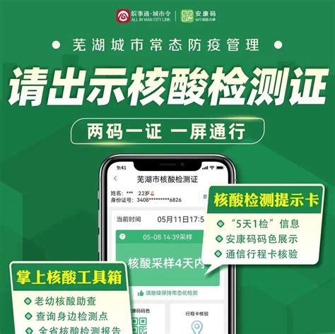两码一证一屏通行芜湖市核酸检测证上线啦 镜湖区 安康 离线