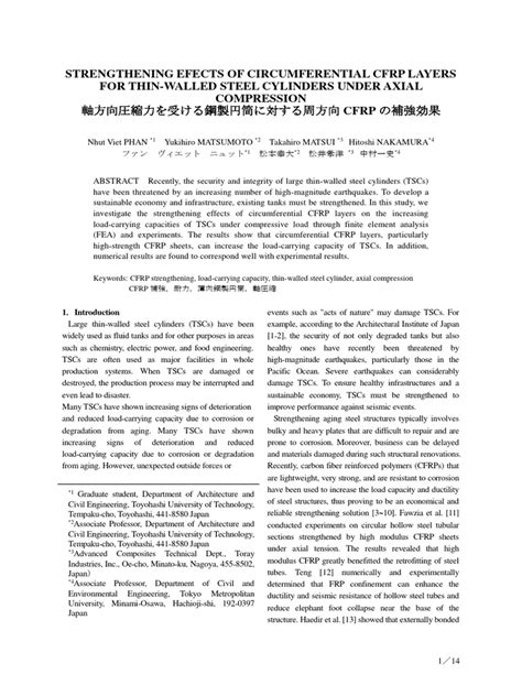 Strengthening Efects Of Circumferential Cfrp Layers For Thin Walled Steel Cylinders Under Axial