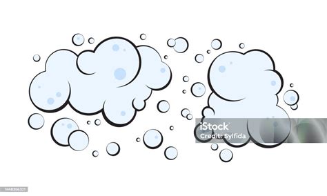 만화 거품 연기 팝 비누 또는 가스 구름 벡터 아이콘 푸른 물 거품 세트 손으로 그린 샴푸 비눗물 재미있는 일러스트레이션 비누 거품에 대한 스톡 벡터 아트 및 기타 이미지