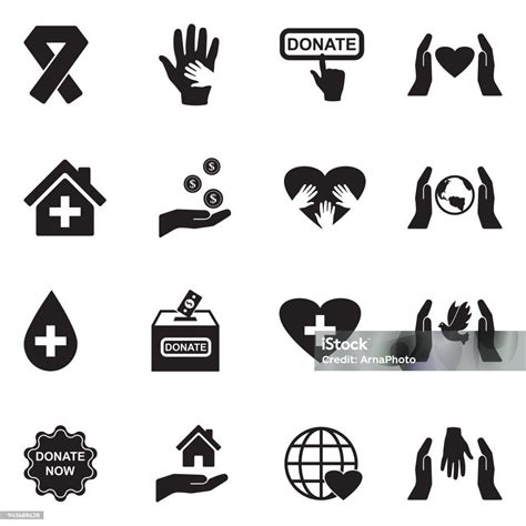 자선 및 기부 아이콘 블랙 플랫 디자인입니다 벡터 일러스트입니다 Charitable Foundation에 대한 스톡 벡터 아트 및 기타 이미지 Charitable