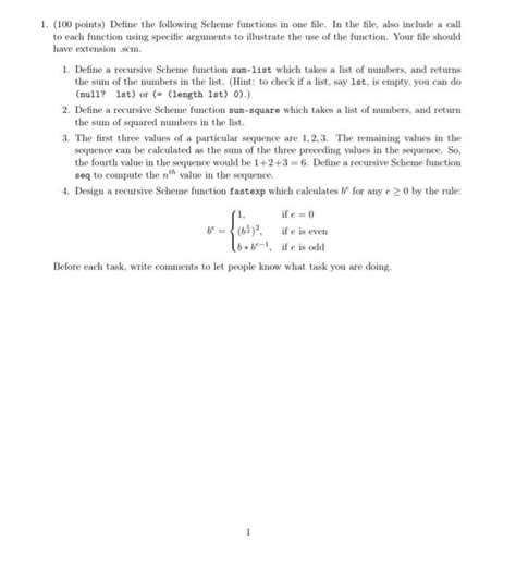 Solved 1 100 Points Define The Following Scheme Functions