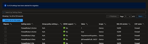 cannot select firewall settings in intune when trying to migrate gpo
