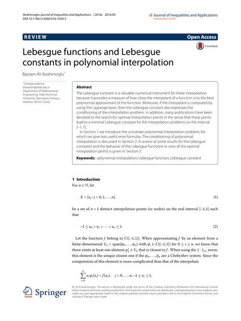 Pdf Lebesgue Functions And Lebesgue Constants In Polynomial Interpolation