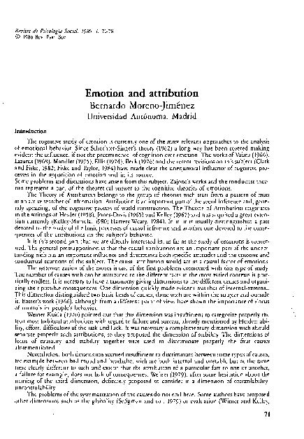 Pdf Emotion And Attribution