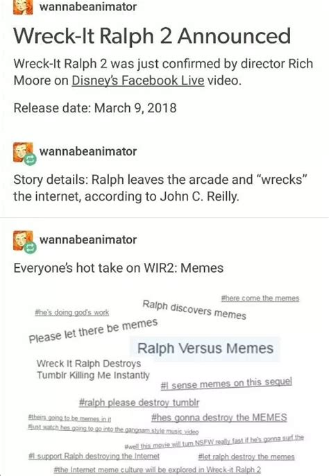 The Finest Memes Wreck It Ralph 2 Confirmed