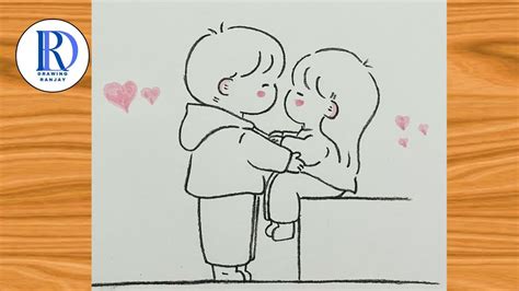 Cute Cartoon Couple Pencil Drawing