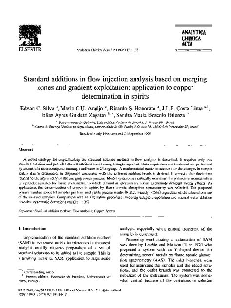 Pdf Standard Additions In Flow Injection Analysis Based On Merging Zones And Gradient