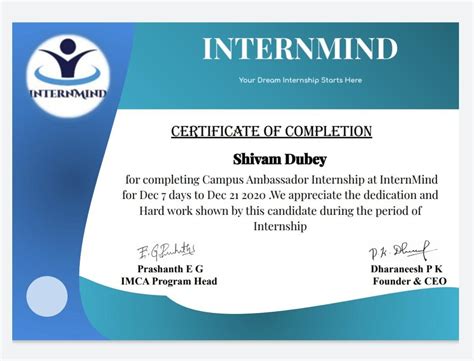 Shivam Dubey On Linkedin Internmind Certificate Internship