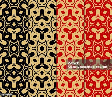 기하학적 꽃 스타일에 완벽 한 배경 패턴의 집합입니다 벡터 일러스트입니다 0명에 대한 스톡 벡터 아트 및 기타 이미지 0명 기모노 꽃 식물 Istock